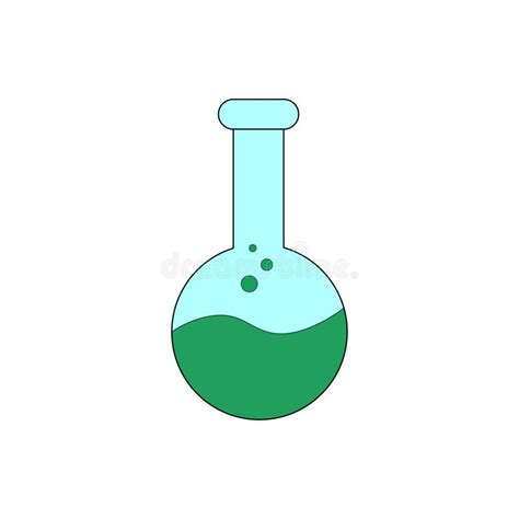 Green Liquid For Chemical Experiment In White Background Stock