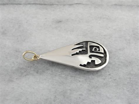 Native American Tear Drop Pendant With Abstract Tribal Design