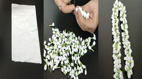 How To Make Jasmine Flowers With Tissue Paper Artificial Jasmine Buds Diy Jasmine Garland