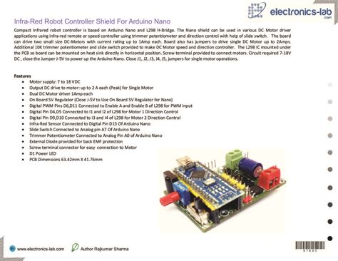Infra Red Robot Controller Shield For Arduino Nano Electronics
