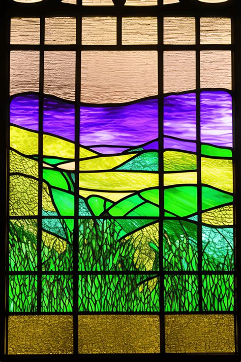 Stained Glass Grass Hill Graphic · Creative Fabrica