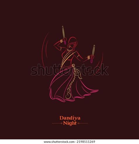 나브라트리 단디야 댄스 벡터 선화 스톡 벡터로열티 프리 2198511269 Shutterstock