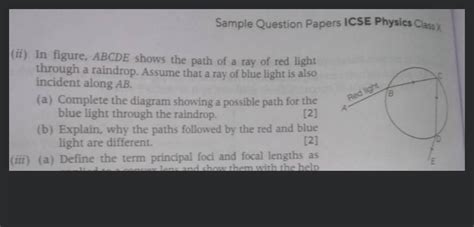 Sample Question Papers ICSE Physics Class X Ii In Figure ABCDE Shows T