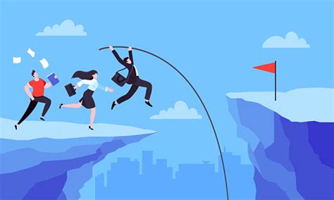 사업가가 그래프 막대 위로 장대높이뛰기를 뛰어넘는다 플랫 스타일 디자인 벡터 일러스트레이션 점프에 대한 스톡 벡터 아트 및 기타 이미지 점프 산 성공 Istock