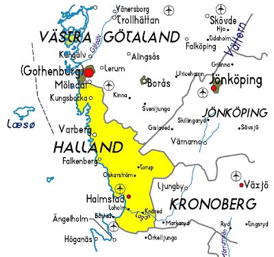Halland Map Province City Map Of Sweden Political Region Province City