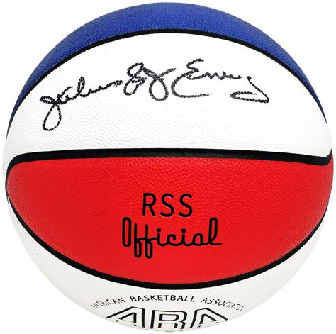 Julius Dr J Erving Autographed Red White And Blue Aba Logo Basketball