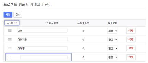 프로젝트 템플릿 카테고리 관리 방법