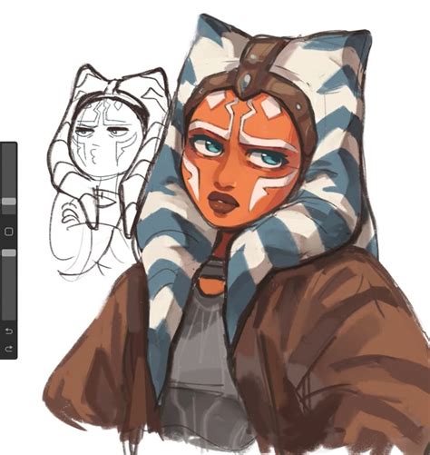 A Drawing Of A Woman With Blue Eyes Wearing A Star Wars Hoodie And Scarf