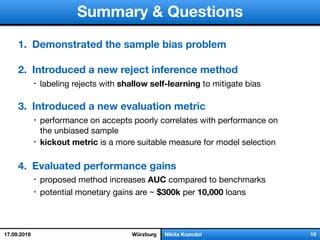 Shallow Self Learning For Reject Inference In Credit Scoring PDF Technology Computing