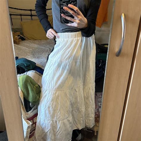 Long White Boho Skirt Size Xssmall Depop