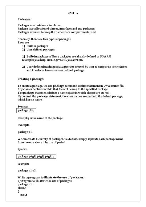 Unit Iv Jokfd Unit Iv Packages Packages Are Containers For Classes