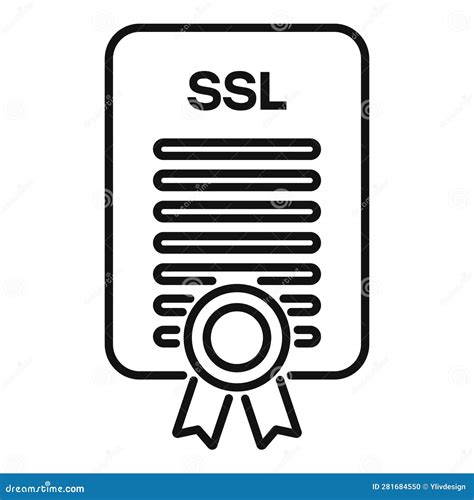 digital ssl certificate icon outline vector secure website stock