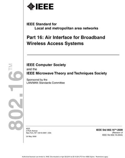 Ieee 802 16 2009 Standard For Local And Metropolitan Area Networks Part 16 Air Interface