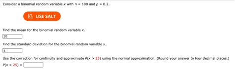 solved consider a binomial random variable x with n 100 and