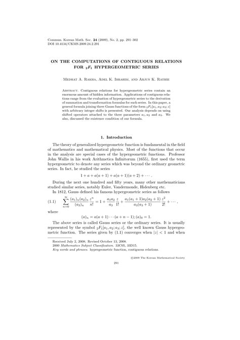 Pdf On The Computations Of Contiguous Relations For 2f1