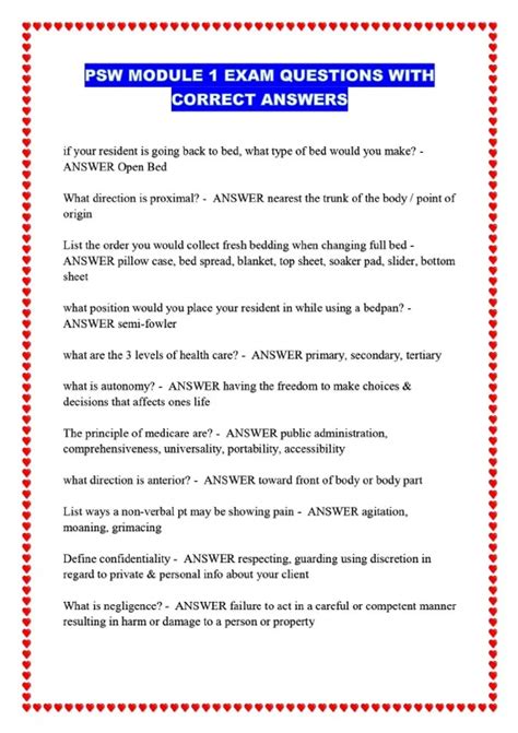 Psw Module 1 Exam Questions With Correct Answers Psw Stuvia Us