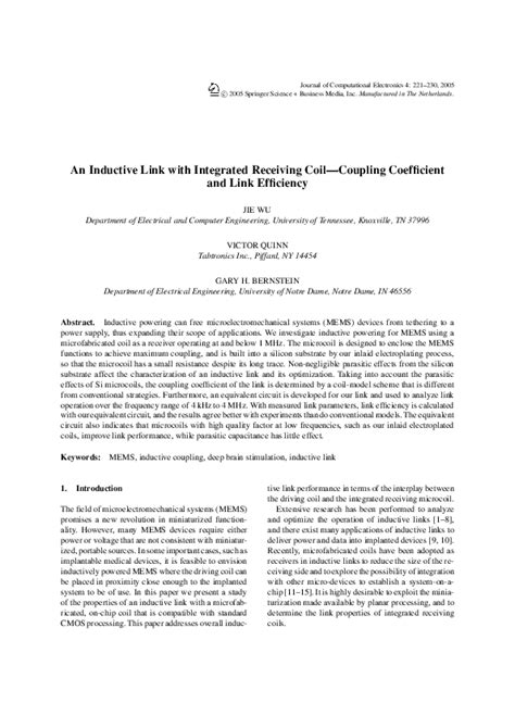 Pdf An Inductive Link With Integrated Receiving Coil—coupling