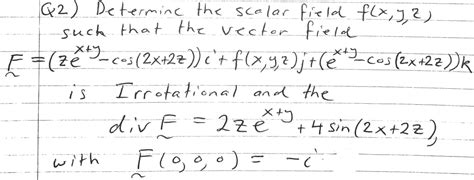 solved 2 determine the scalar field f x y z such that