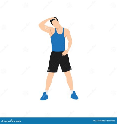 Man Doing Neck Stretch Exercise Flat Vector Stock Vector