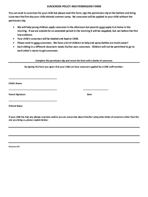 Fillable Online Sunscreen Form Teaching Resources Tpt Fax Email Print Pdffiller