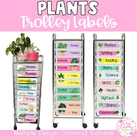 Teacher Trolley Labels 10 Drawer Cart Labels Plants Editable