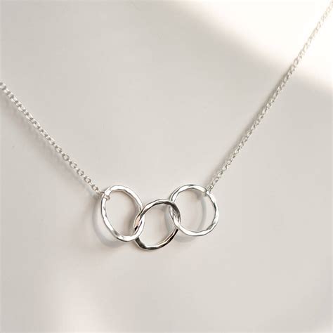 Sterling Silver Three Linked Circles Infinity Necklace By Gaamaa