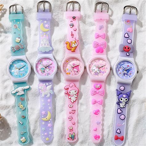 可愛三麗鷗手錶 Kuromi Melody Cinnamoroll 3d矽膠錶帶卡通兒童防水石英表學生禮物 蝦皮購物