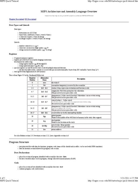 an introduction to the mips assembly language registers data types