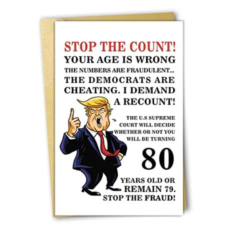 Ojsensai Trump Birthday Card For Friend Naughty 80th Birthday Card