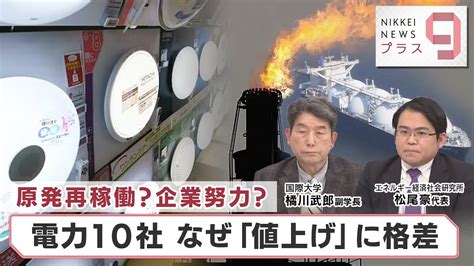 原発再稼働？企業努力？ 電力10社なぜ「値上げ」に格差【日経プラス9】（2023年2月22日） Youtube