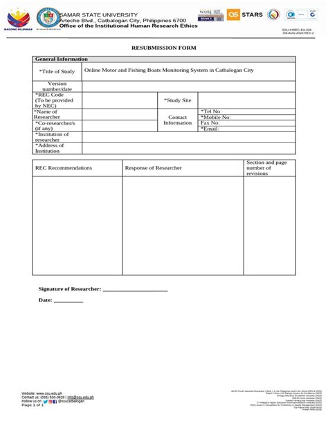 Resubmission Form After Evaluation Pdf