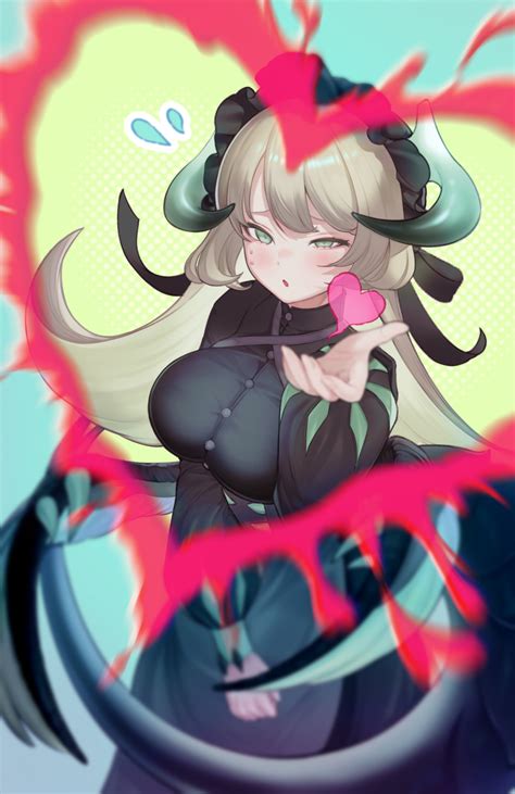 Safebooru 1girl Absurdres Black Dress Blonde Hair Blowing Kiss Blurry