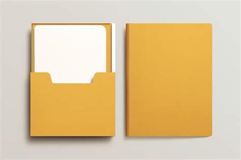 Premium Photo A Yellow Folder With A Notepad In It