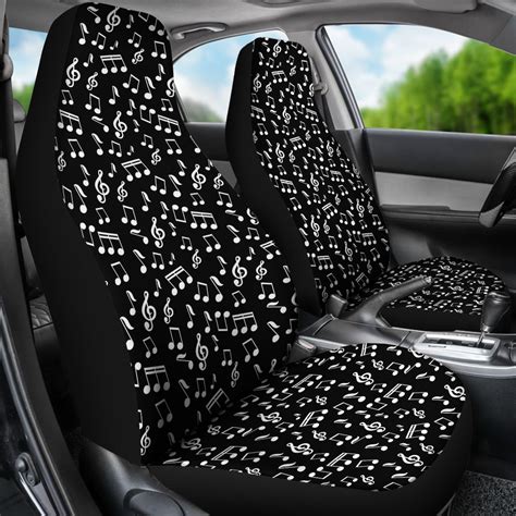Car Seat Covers Black Music Note Design Oralie Shop