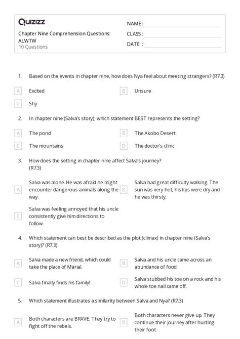 50 Comprehension Questions Worksheets For 7th Year On Quizizz Free And Printable