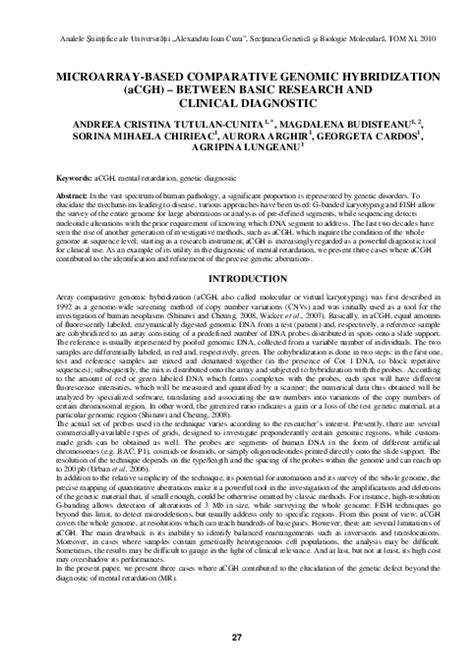 pdf microarray based comparative genomic hybridization acgh between basic research and