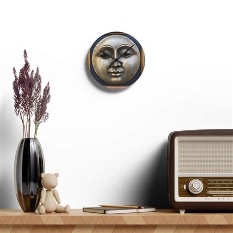 Vintage Moon Wall Clock Moon Face Round Clockcelestial Lunar Clock