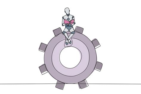 Single Continuous Line Drawing Robot Artificial Intelligence Sitting On