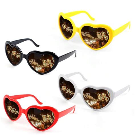 4 Pcs Diffraction Heart Glasses 3d Heart Sunglasses Effect