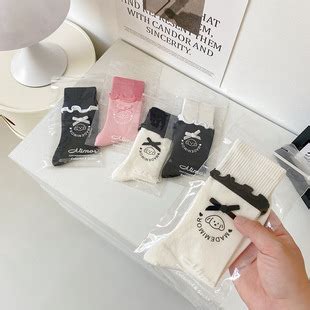 烫印蝴蝶结袜子女日系JK木耳边中筒袜甜美少女芭蕾风长袜玛丽珍袜 阿里巴巴