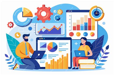 Two Data Analysts Review Company Investment Reports On Laptops Analyzing Charts And Graphs In A