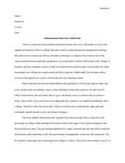 Informational Interview Reflection Docx Surname Name Instructor