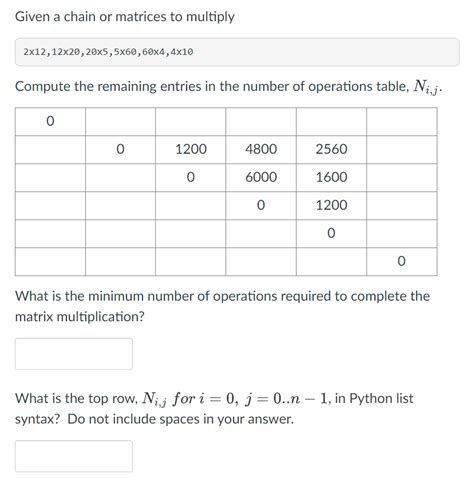 Solved Given A Chain Or Matrices To Multiply Compute The
