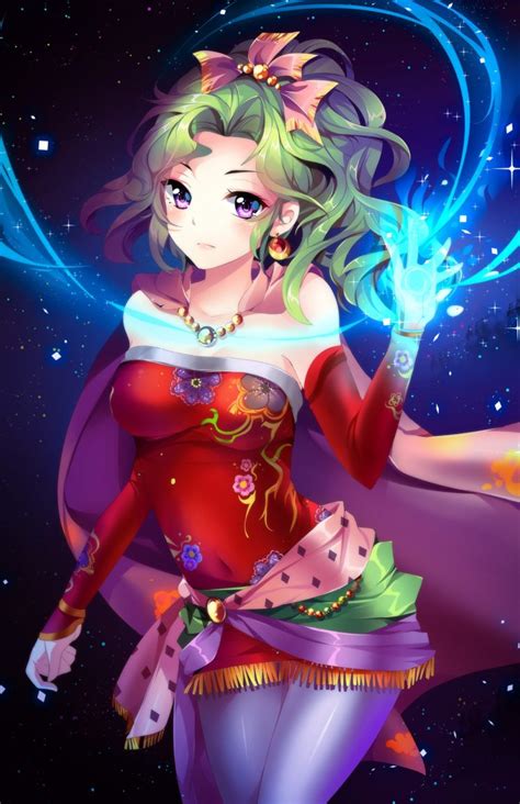 Long Hair Green Hair Pink Eyes Terra Branford Anime Anime Girls No Bra Final Fantasy VI