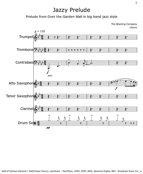 Jazzy Prelude Sheet Music For Trumpet Trombone Contrabass Alto