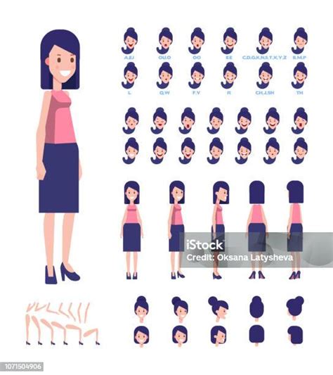 사업 창조와 다양 한 플레이 헤어스타일 입술 Synching 감정 포즈 제스처 설정 경영자에 대한 스톡 벡터 아트 및 기타