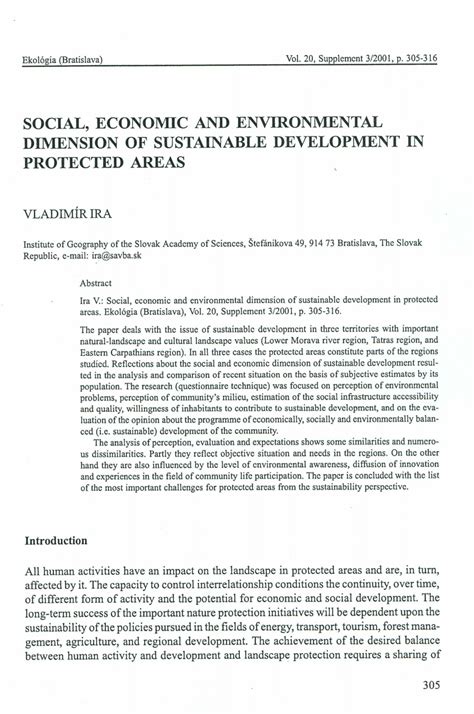 Pdf Social Economic And Environmental Dimension Of Sustainable