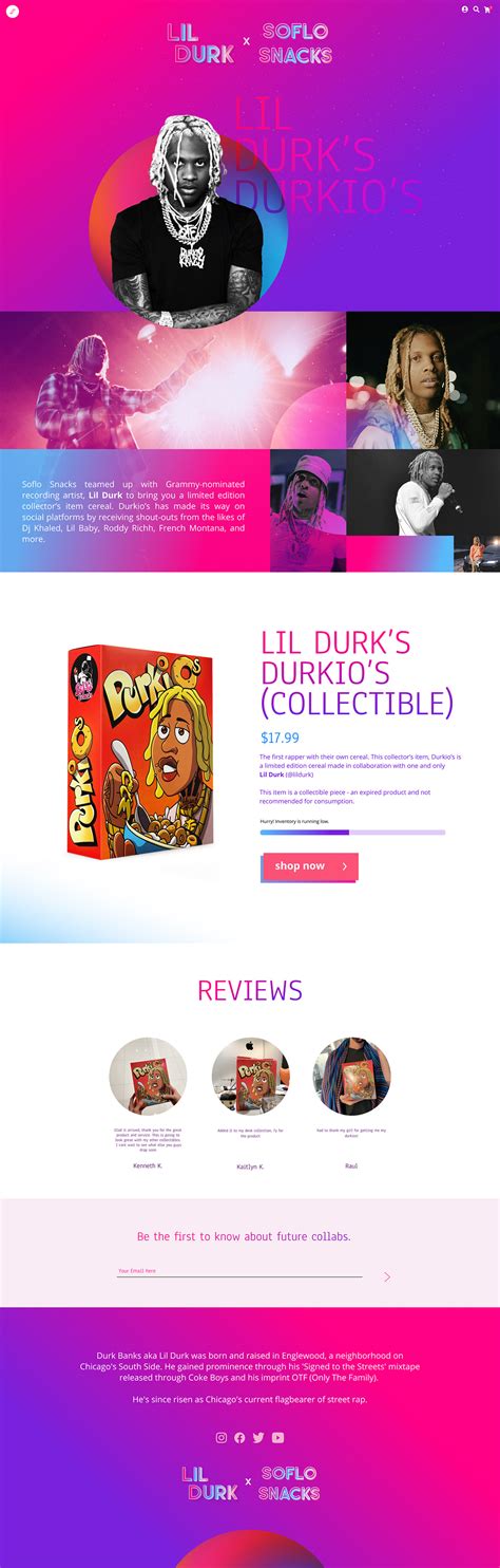 Lil Durks Durkios X Soflo Snacks — Ui Landing Page Behance