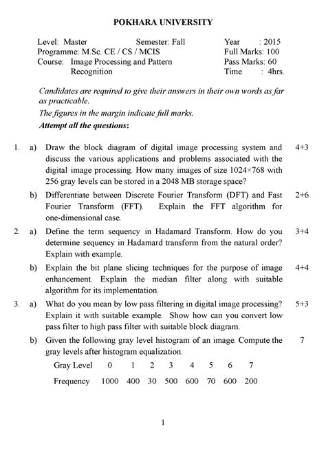 image processing and pattern recognition pokhara university level