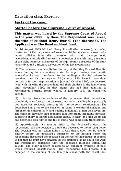 Class Task Causation Class Exercise Responce Guide 2021 Causation